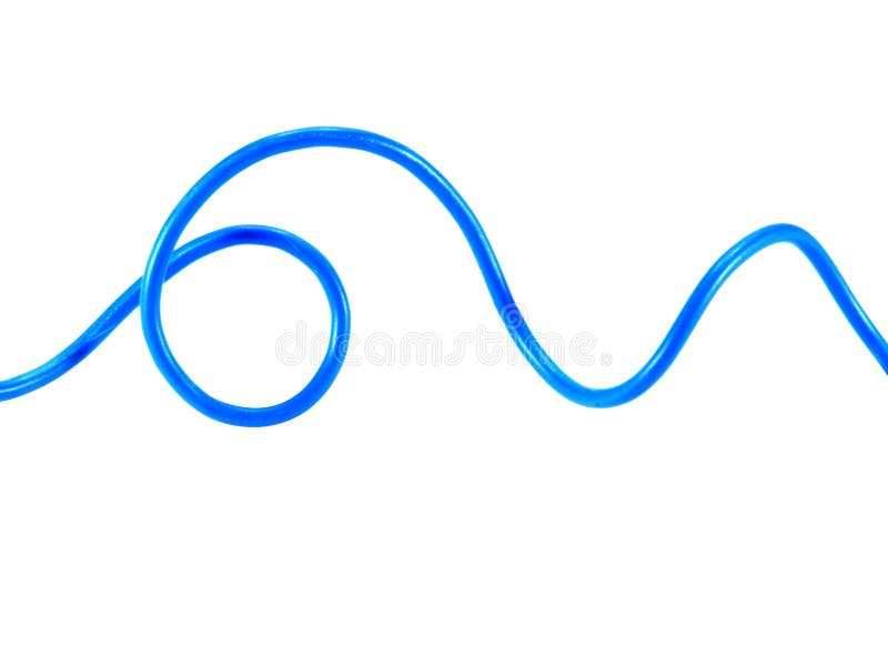 Close-up Single Blue Line Power Cable Isolated on White Background ...