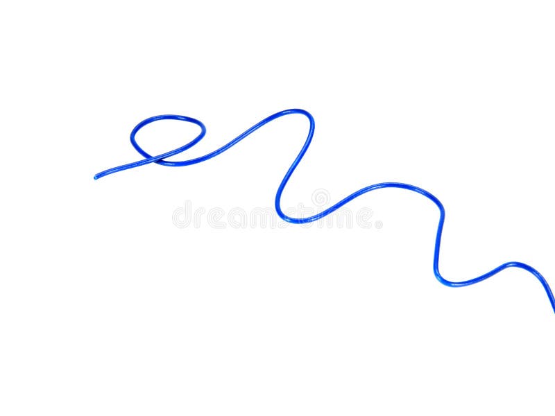 Close-up Single Blue Line Power Cable Isolated on White Background ...