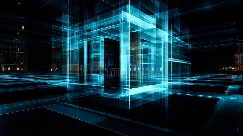 Blue Wire Frames Construct of Abstract Systems Engineering Concepts on ...