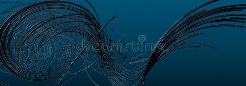 Blue Wire Line Isolated on Dark Background, 3d Rendering Stock ...