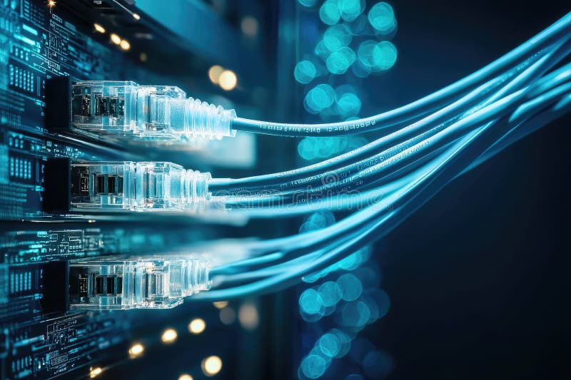 A Blue Wire with Three White Cables Coming Out of it, Communication ...