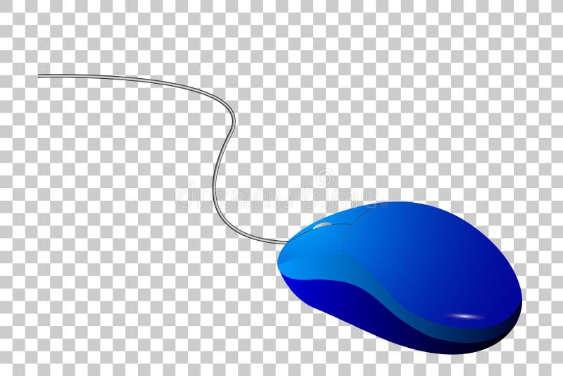 Blue Wired Computer Mouse at Transparent Effect Background Stock Vector ...