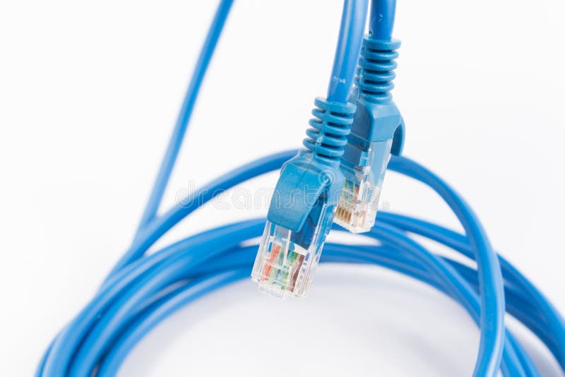 Blue Wired LAN Cable on White Stock Image - Image of white, wired: 63631483