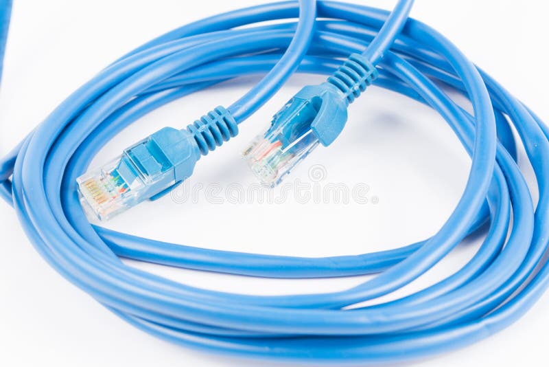 Blue Wired LAN Cable on White Stock Image - Image of internet, wired ...