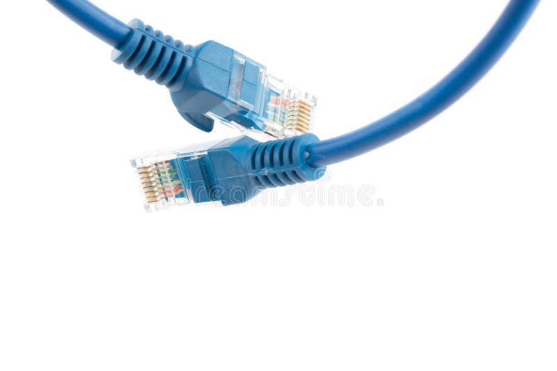 Blue Wired LAN Cable on White Stock Photo - Image of network, equipment ...