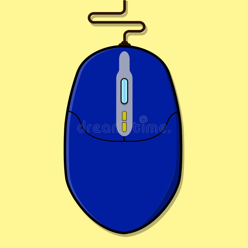 Blue Wired Mouse Isolated on Yellow Background Stock Vector ...