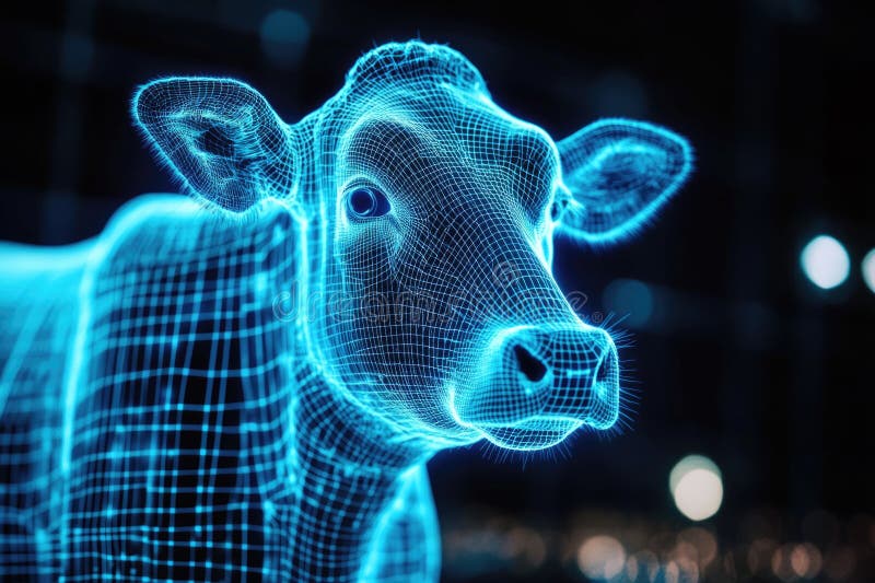 Blue Wireframe Cow Model stock image. Image of farm - 388129983