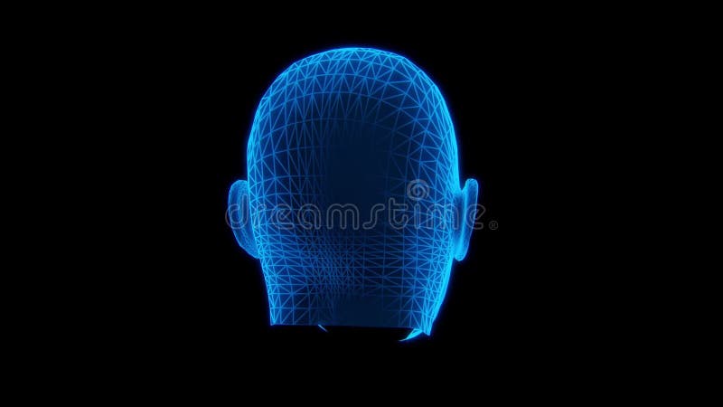 Blue Wireframe Man Head Animation Loop Graphic Element V2 Stock Footage ...