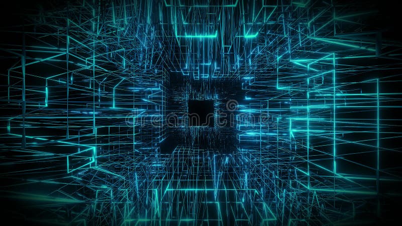 Blue Wireframe Visual Loop Design Background 3d Rendering Stock Footage ...