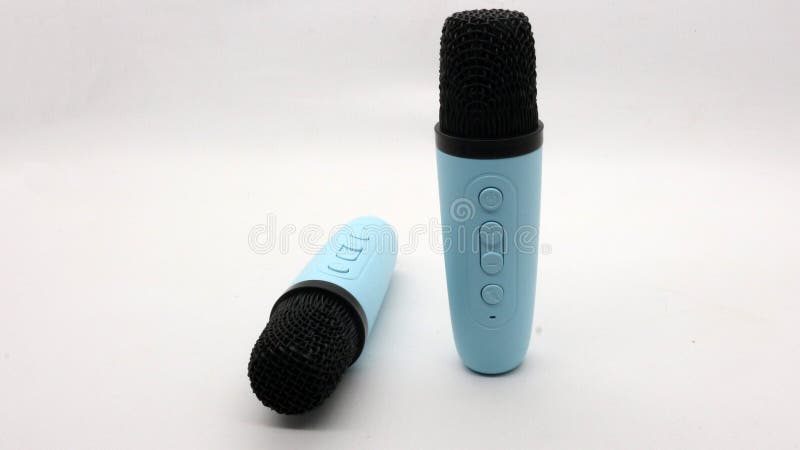 Blue Wireless Bluetooth Microphone Mini Stock Image - Image of ...