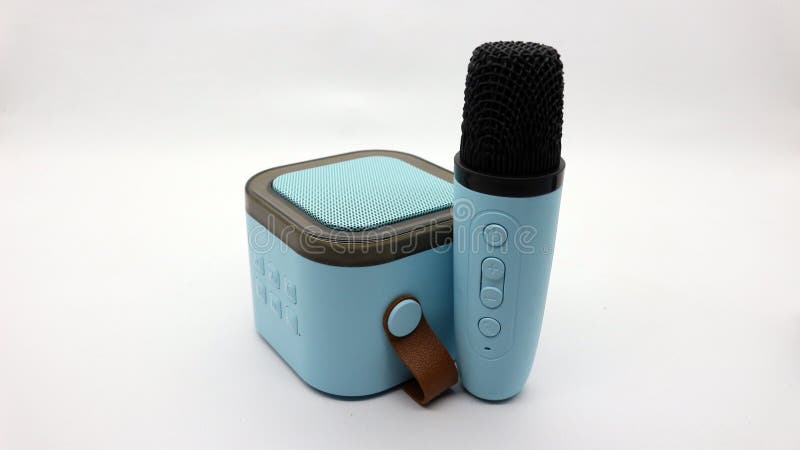 Blue Wireless Bluetooth Microphone Mini Stock Image - Image of ...