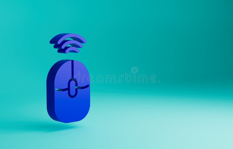 Blue Wireless Computer Mouse Icon Isolated on Blue Background. Optical ...
