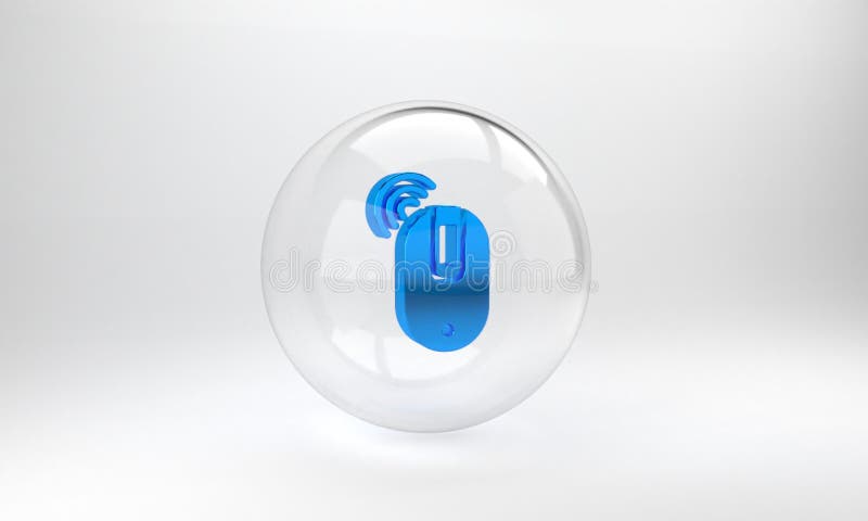 Blue Wireless Computer Mouse Icon Isolated on Grey Background. Optical ...