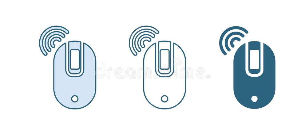 Blue Wireless Computer Mouse Icon Isolated on White Background. Optical ...