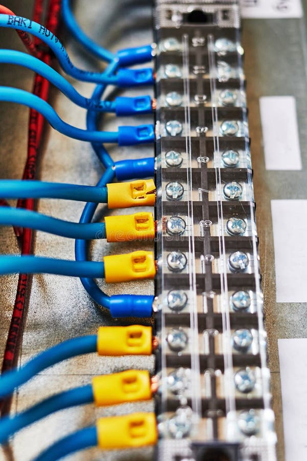 Blue Wires Connected To the Contact Strip and Relays Stock Photo ...