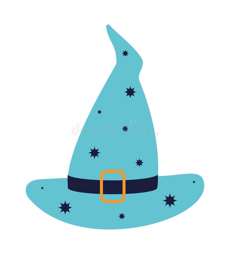 Blue witch hat stock vector. Illustration of spooky - 231080437