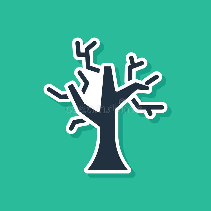 Blue Withered Tree Icon Isolated on Green Background. Bare Tree. Dead ...