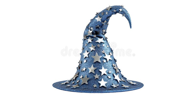 Blue Wizard Hat with Starry Pattern Isolated on Transparent Background ...