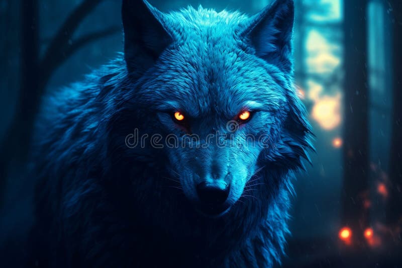 Blue Glowing Wolf Eyes