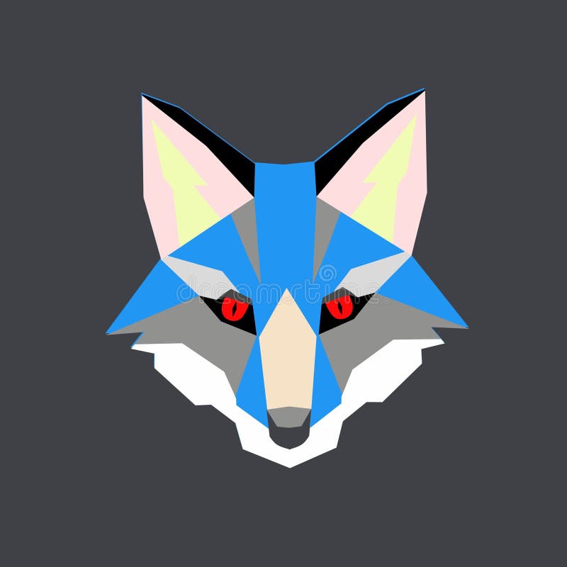 Blue Wolf Head Animal Icon Vector Illustration on Black Background ...