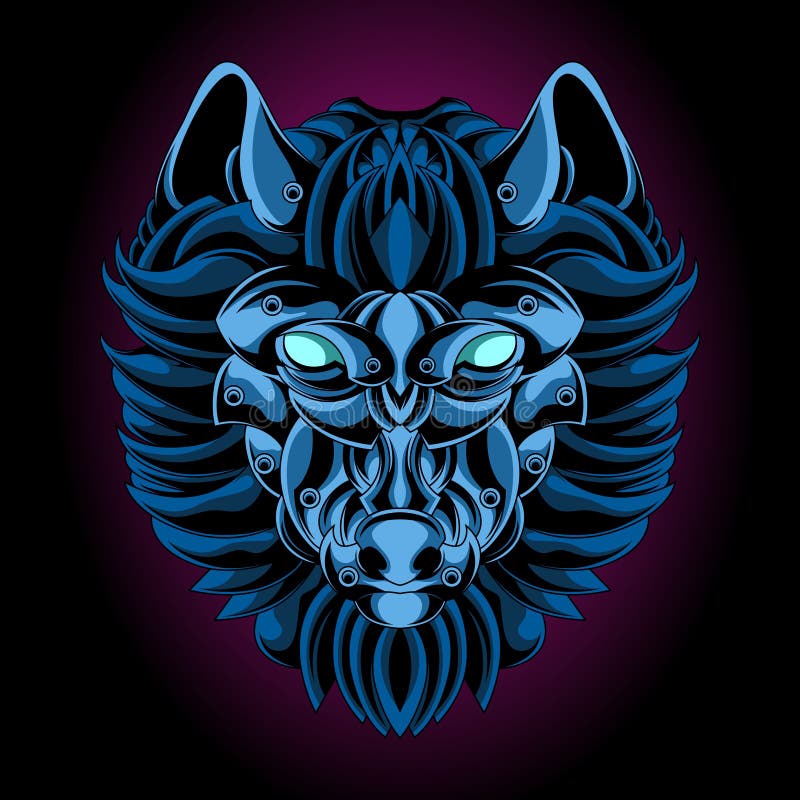 Blue wolf iron emblem stock vector. Illustration of predator - 150544894