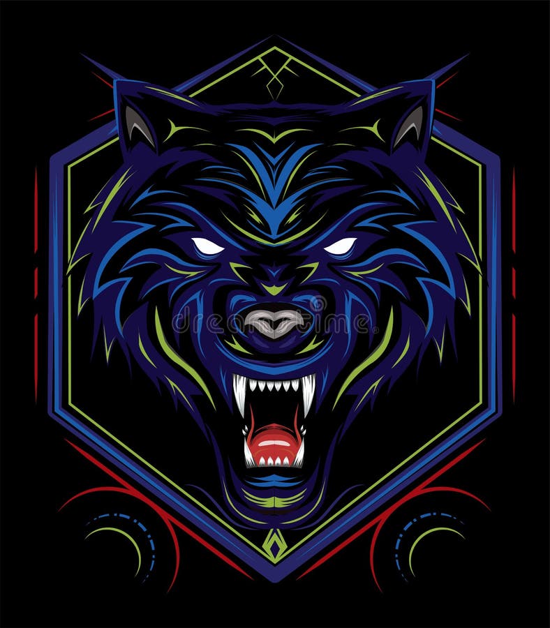 Blue Wolf Vector Illustration, Head Wolves Stock Illustration ...
