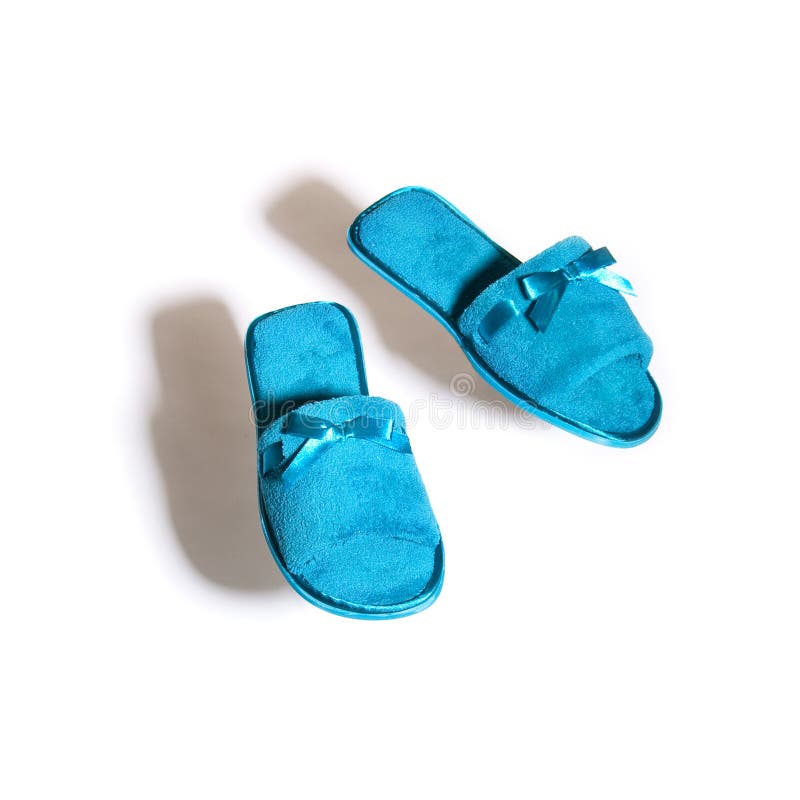 Blue woman slippers stock image. Image of fluffy, fuzzy - 12507509