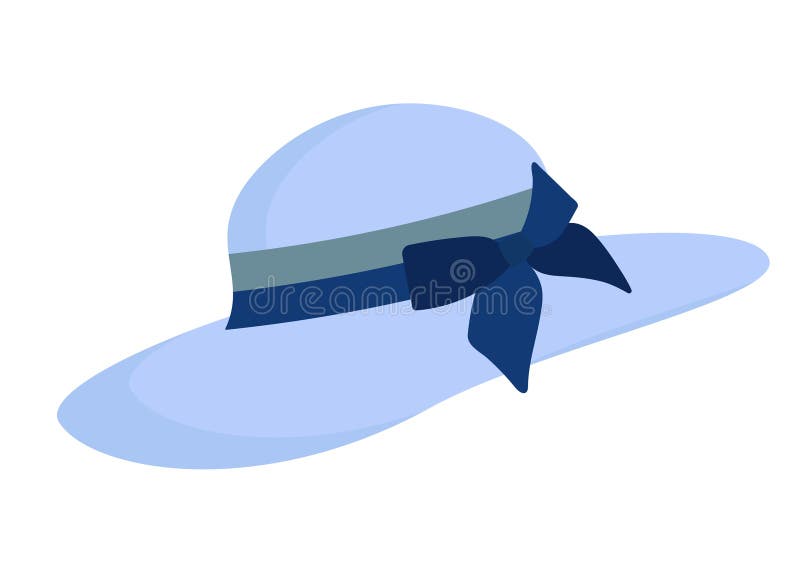 Blue Women S Hat with a Blue Bow. Stock Vector - Illustration of object ...