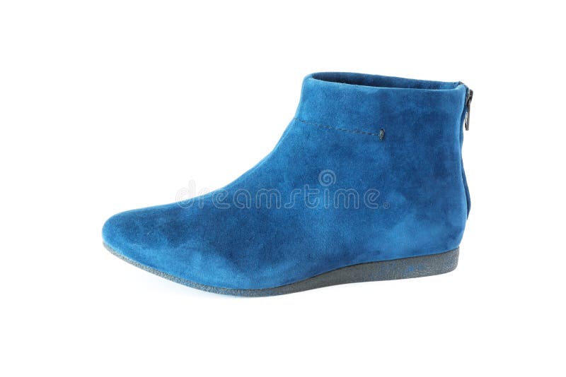 Blue women`s suede boot stock photo. Image of high, shoe - 92750152