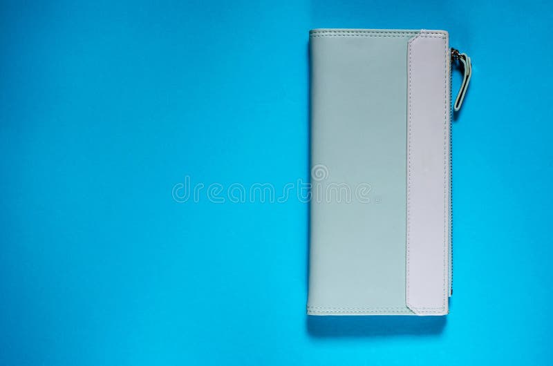 Blue Women`s Wallet on a Blue Background Close-up Stock Photo - Image ...