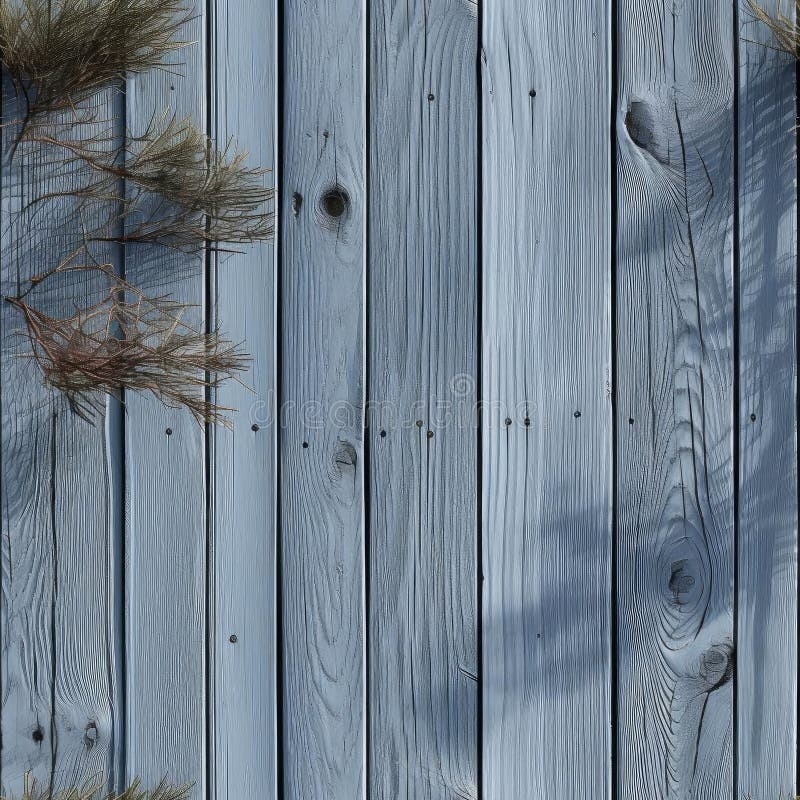 Blue Wood Plank Fence with a Tree in View (tiled) Stock Photo - Image ...