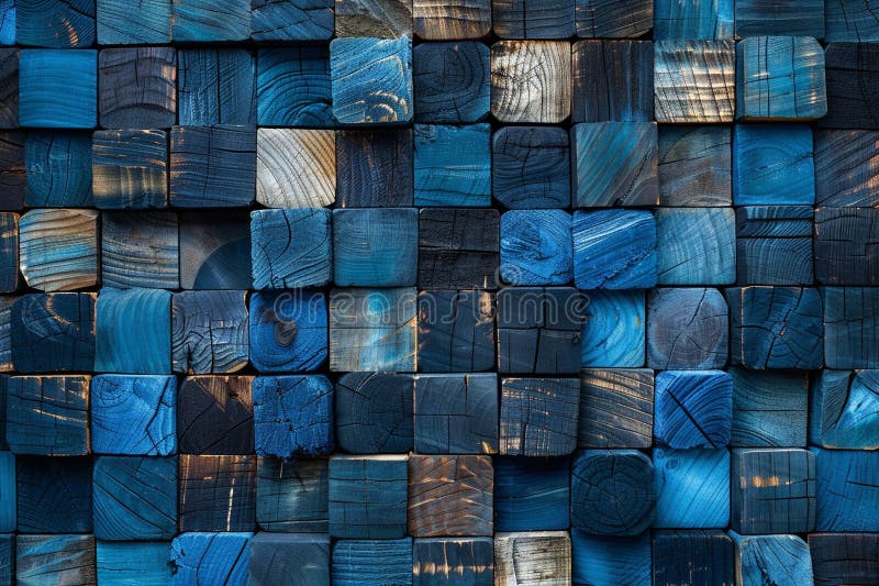 Blue Wooden Block Wall Texture Stock Illustration - Illustration of ...