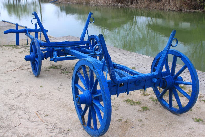 Blue wooden cart stock photo. Image of structure, yoke - 41122508
