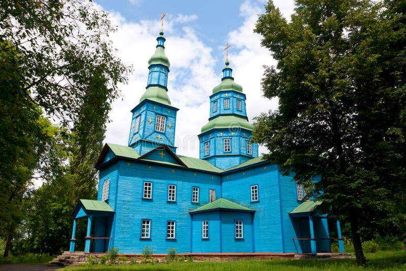 Blue wooden church stock photo. Image of christianity - 25362614