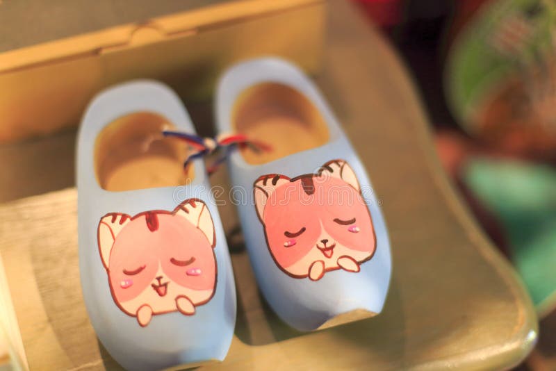 Blue wooden clogs stock photo. Image of lacquered, shoes - 49615678