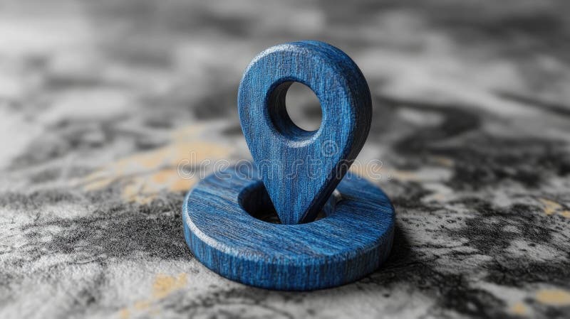 Blue Wooden Map Marker on Textured Surface for Navigation Concept Stock ...