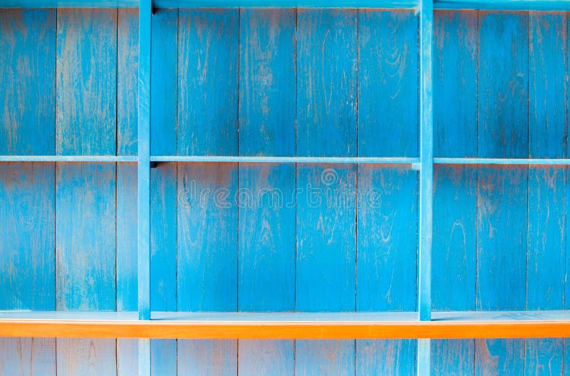 Blue Wooden Shelf for Old House Stock Image - Image of kitchen, wall ...