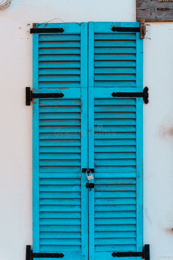 Blue Wooden Window Typical of a Spanish Mediterranean Village Stock ...