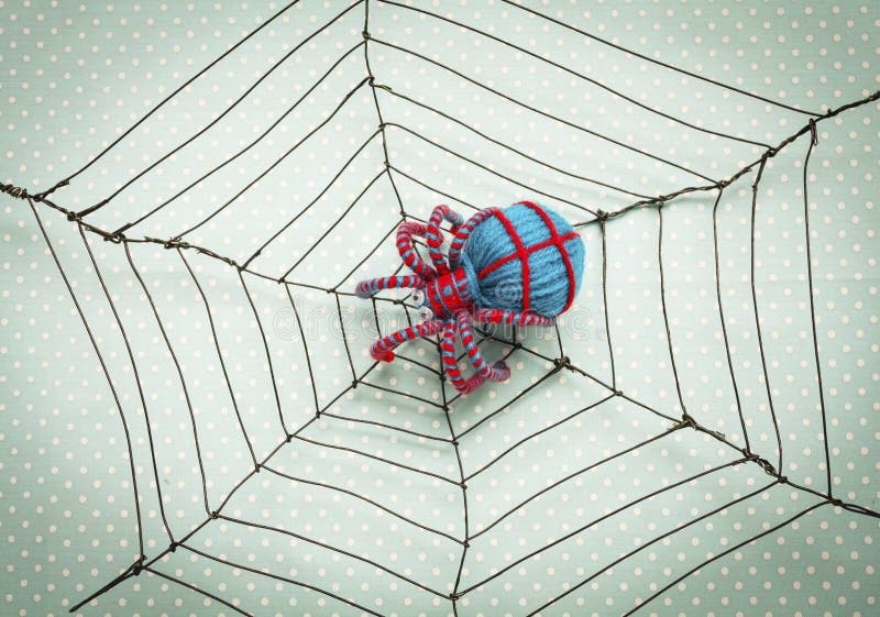 Spider Web Blue Fabric Painting Stock Illustration - Illustration of ...