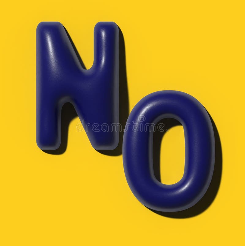 The Blue Word No on a Yellow Background, 3D Rendering Illustration ...