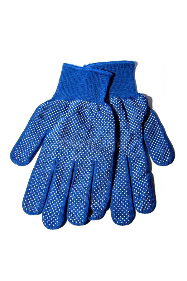 Blue Work Gloves Isolated on White Background Stock Photo - Image of ...