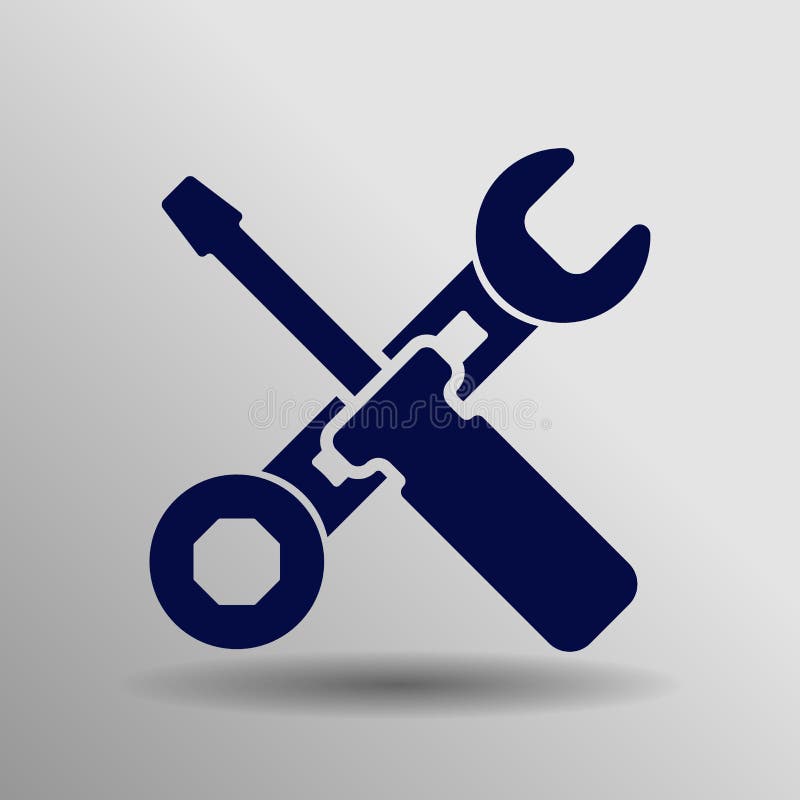 Blue Work Tool Icon on the Gray Background Stock Illustration ...