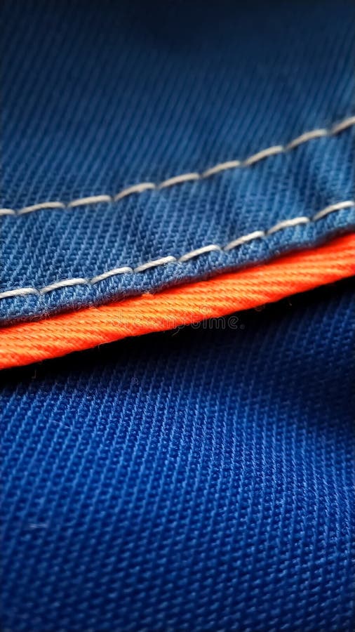Blue Work Uniform Clothes with an Orange Stripe Macro Stock Image ...