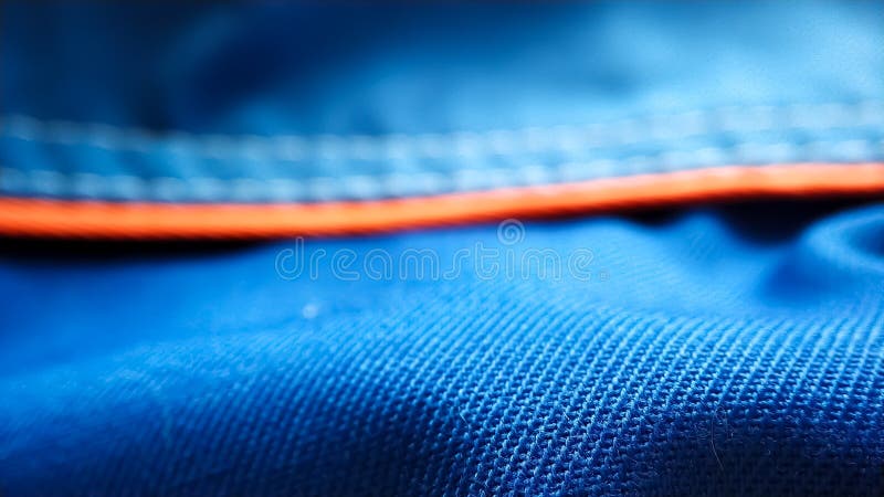 Blue Work Uniform Clothes with an Orange Stripe Macro Stock Image ...