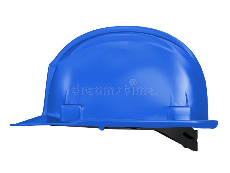 Blue Worker Helmet of a Construction Site on a White Background 3d ...