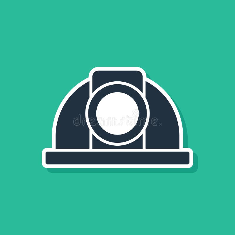 Blue Worker Safety Helmet Icon Isolated on Green Background. Vector ...