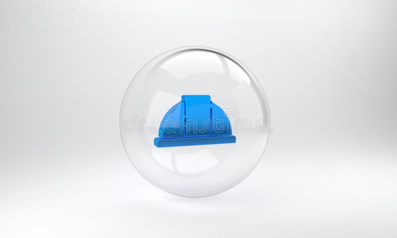 Blue Worker Safety Helmet Icon Isolated on Grey Background. Glass ...