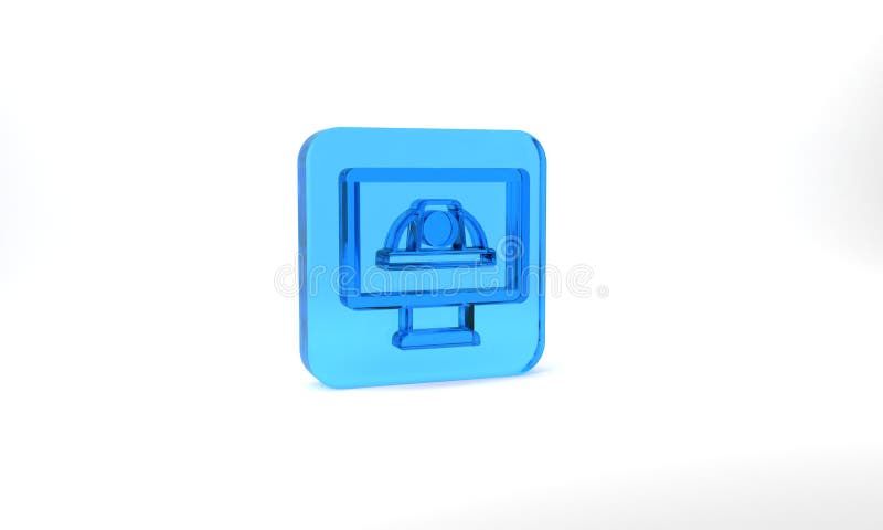 Blue Worker Safety Helmet Icon Isolated on Grey Background. Glass ...