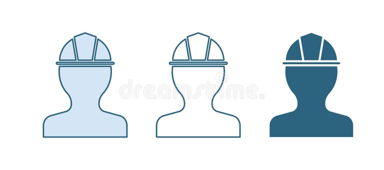 Blue Worker Safety Helmet Icon Isolated on White Background. Vector ...