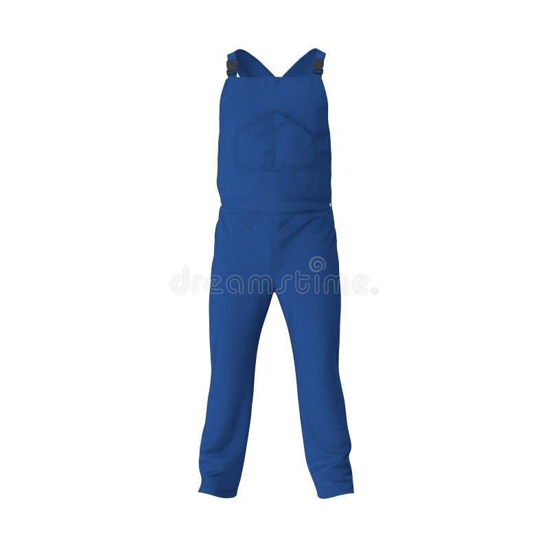 Blue Workwear Overalls on White Background. 3D Illusration, Isolated ...